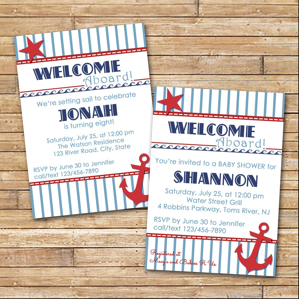 Nautical Invitation / Welcome Aboard / Baby Shower Birthday | Etsy