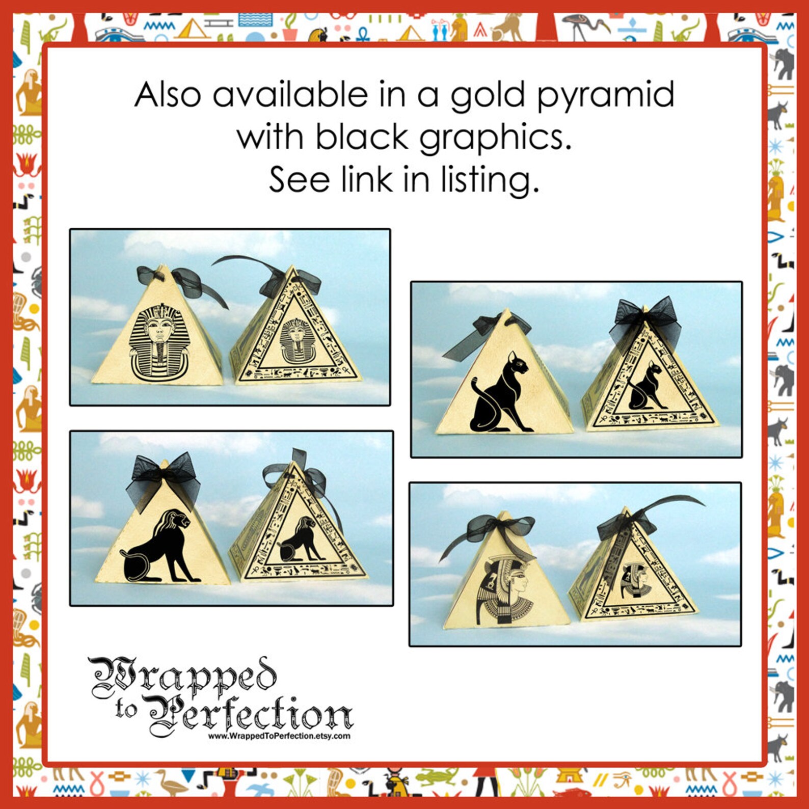 Egyptian Pyramid Favor Box Black & Gold King Tut Cleopatra | Etsy