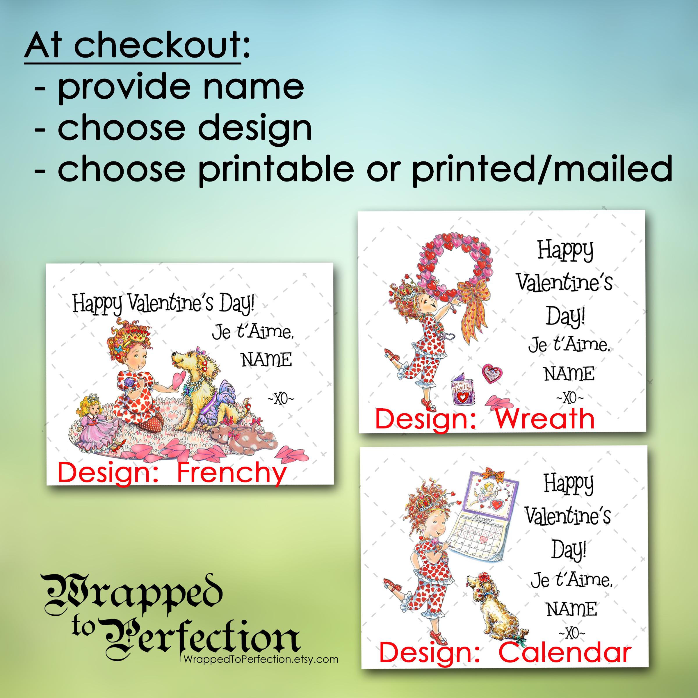 Personalized Fancy Nancy Valentine's Day Flat Cards, 4.25"x5.5 ...