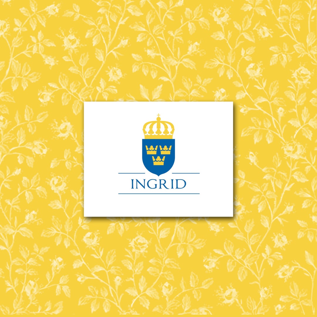 Personalized Swedish Note Cards, Thank You, Blue and Yellow Gold, Crest ...