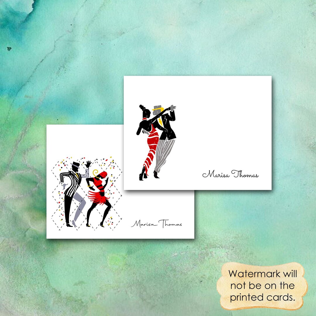 Personalized Couple Dancing Note Cards / Tango, Samba, Salsa, Afro ...