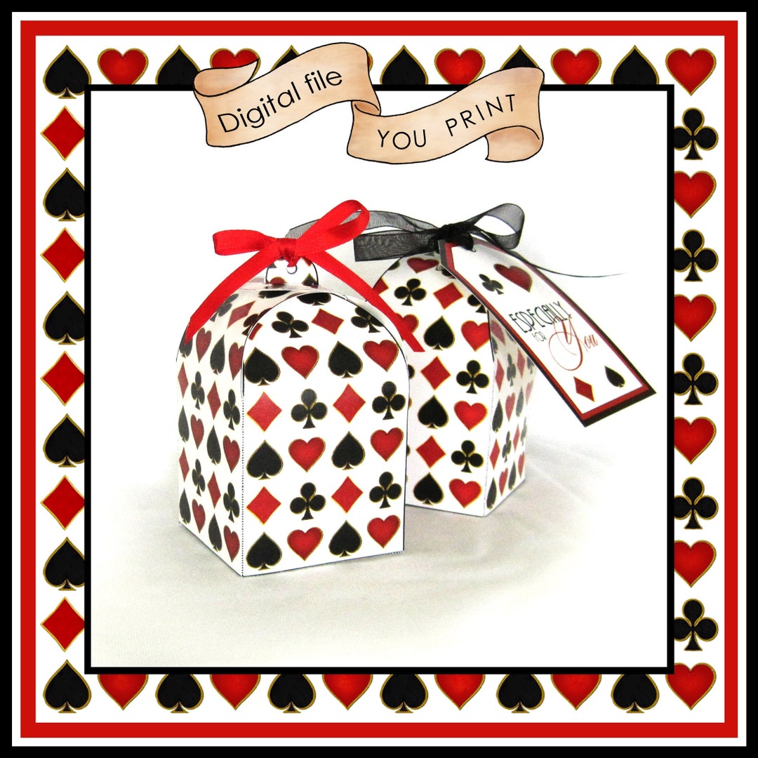 Casino Favor Box & Tag: Card Suits Party Printable (PDF) - Etsy
