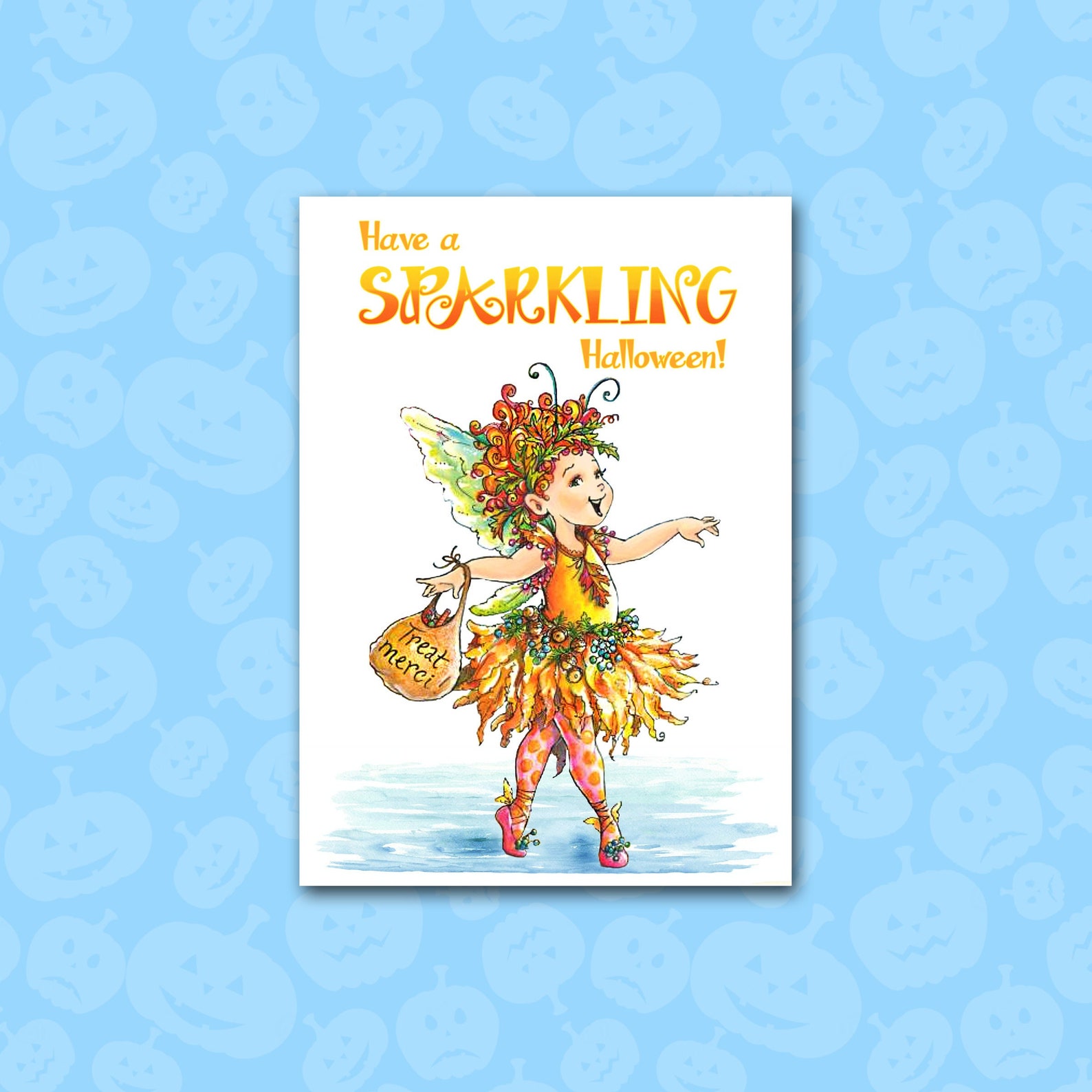 Sparkling Fancy Nancy Halloween Card: Glitter Autumn Design - Etsy
