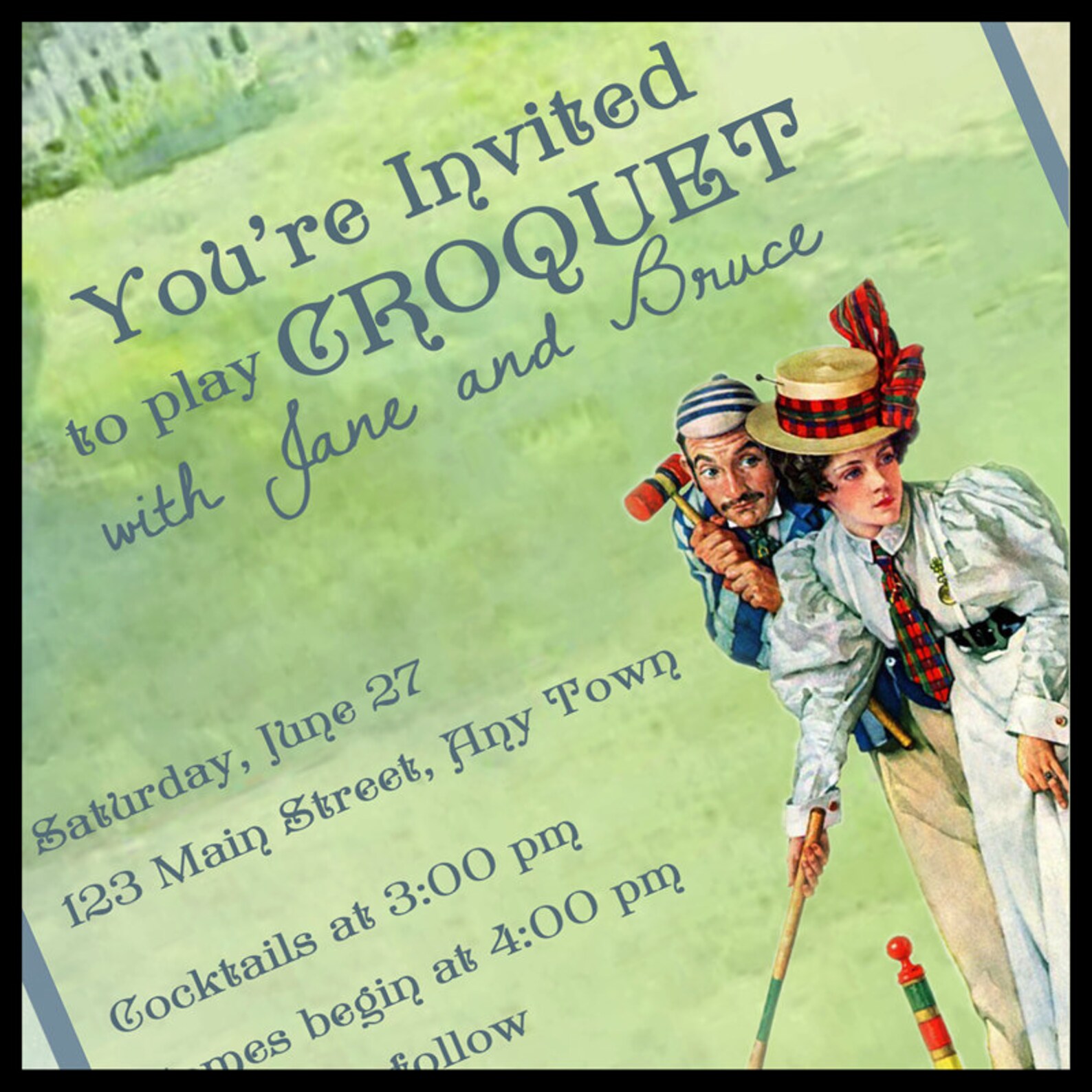 Croquet Invitation / Lawn Game Garden Party / Vintage Norman - Etsy
