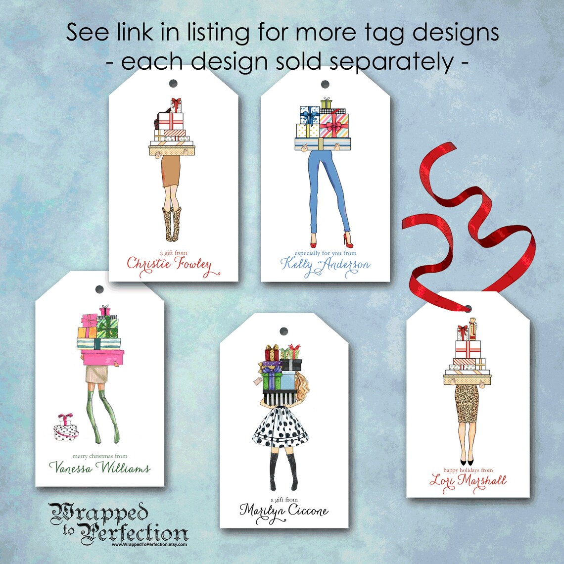 Personalized Gift Tag Girl With Gift Boxes Christmas Xmas - Etsy