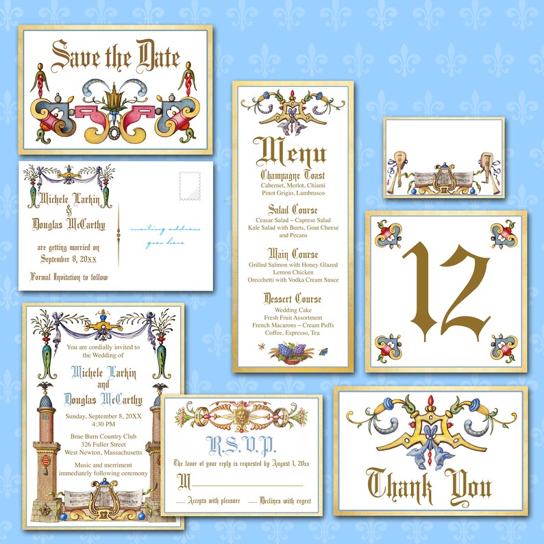 Medieval Monogram Note Cards Two Initials Renaissance - Etsy