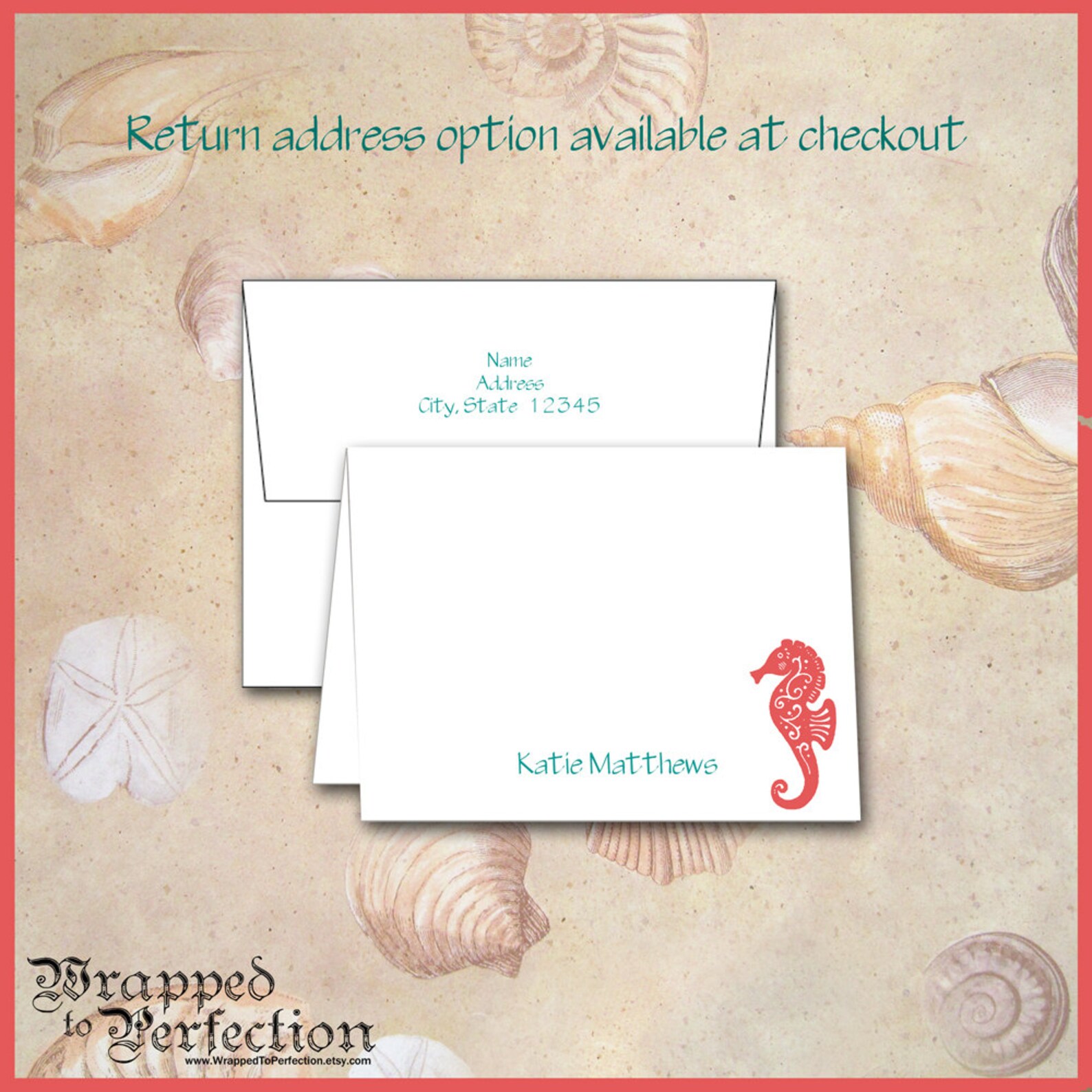 Seahorse Note Cards / Personalized Stationery / 10 Cards / | Etsy