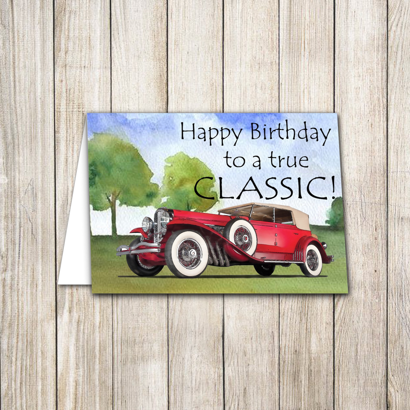 Classic Car Birthday Card / Vintage Red Roadster Sports Car - Etsy