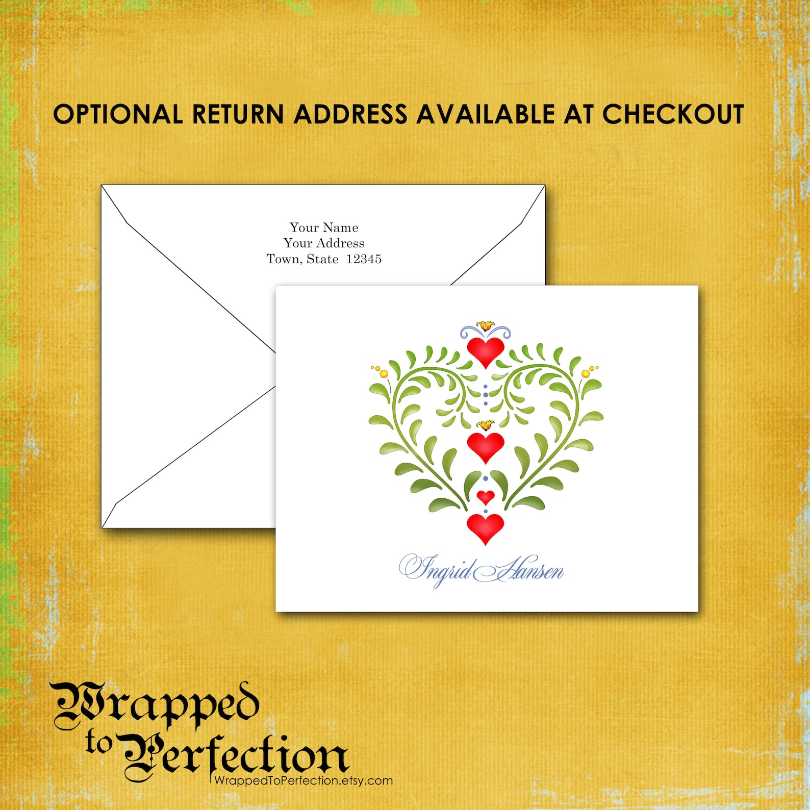 Rosemale Heart Note Cards Set of 10 Personalized / - Etsy