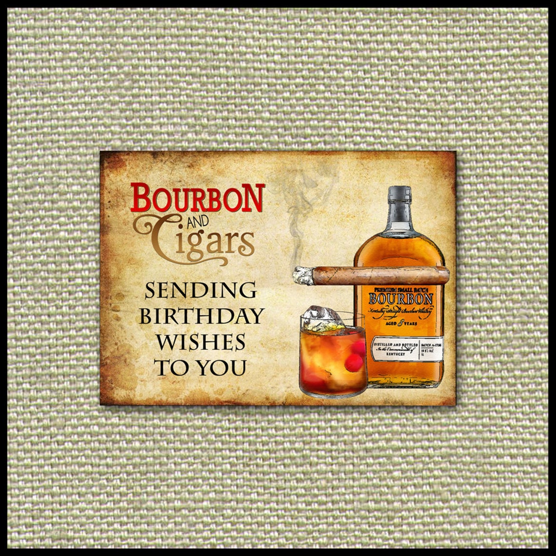 Bourbon & Cigars BIRTHDAY CARD / Masculine Birthday Greeting - Etsy
