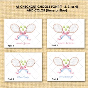 Personalized Tennis Note Cards: Watercolor Rackets, Set of 10 - Etsy