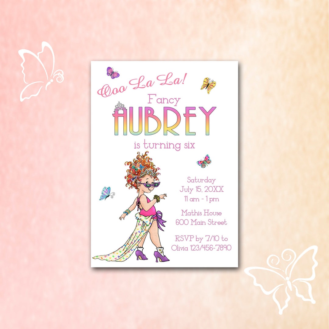 Fancy Nancy Invitation, Personalized Birthday Invite, Butterflies ...