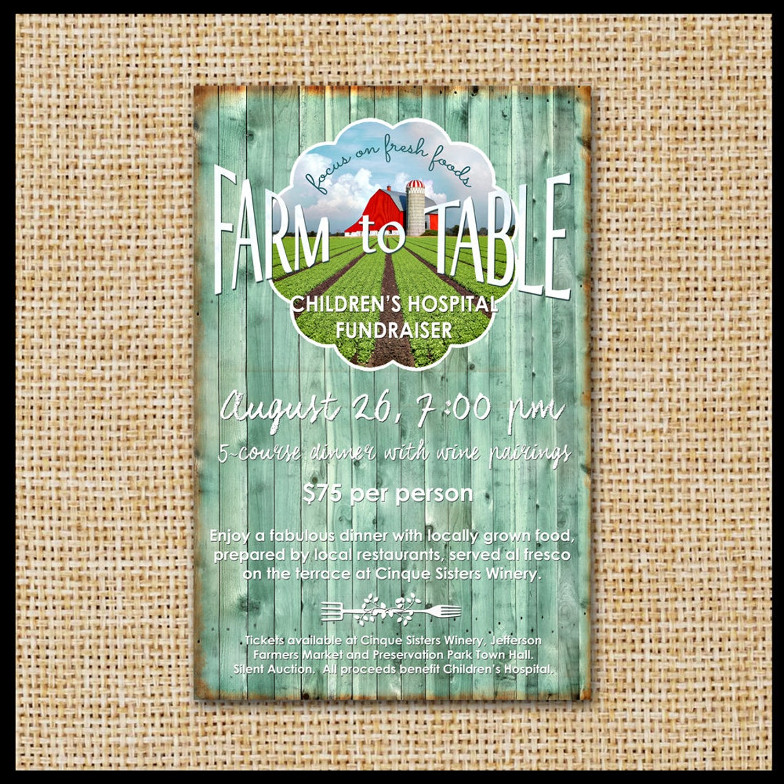 Farm to Table Invitation Poster & Save the Date / Fundraiser | Etsy