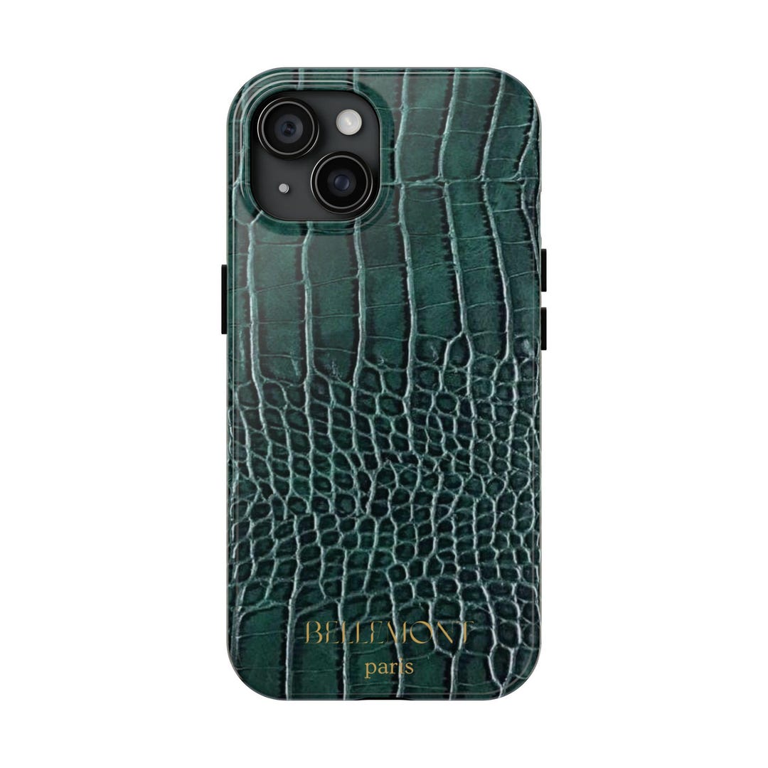 Luxurious Crocodile Phone Case, Premium Faux Leather, Emerald Green ...