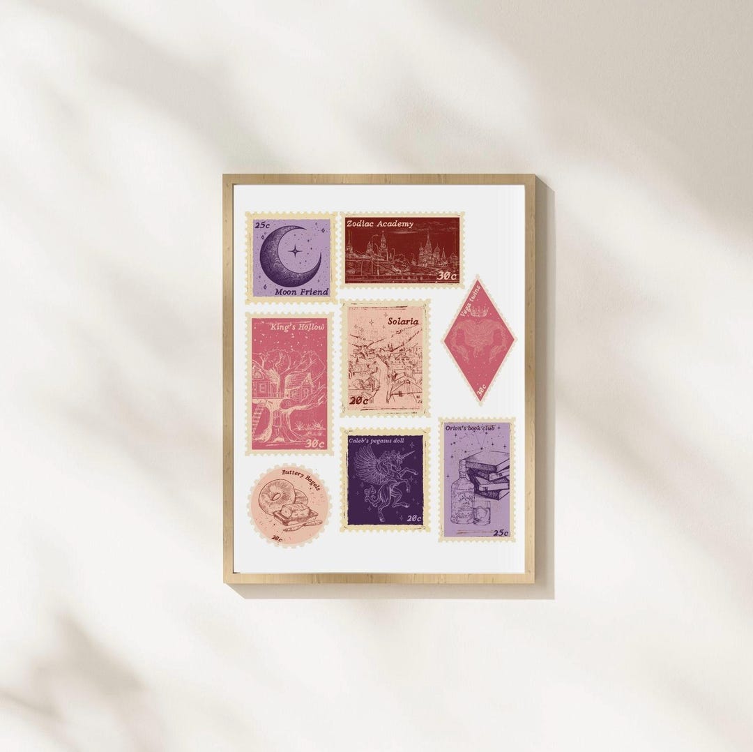 Zodiac Academy Vintage Postage Stamp Digital Print Wall Art Poster ...