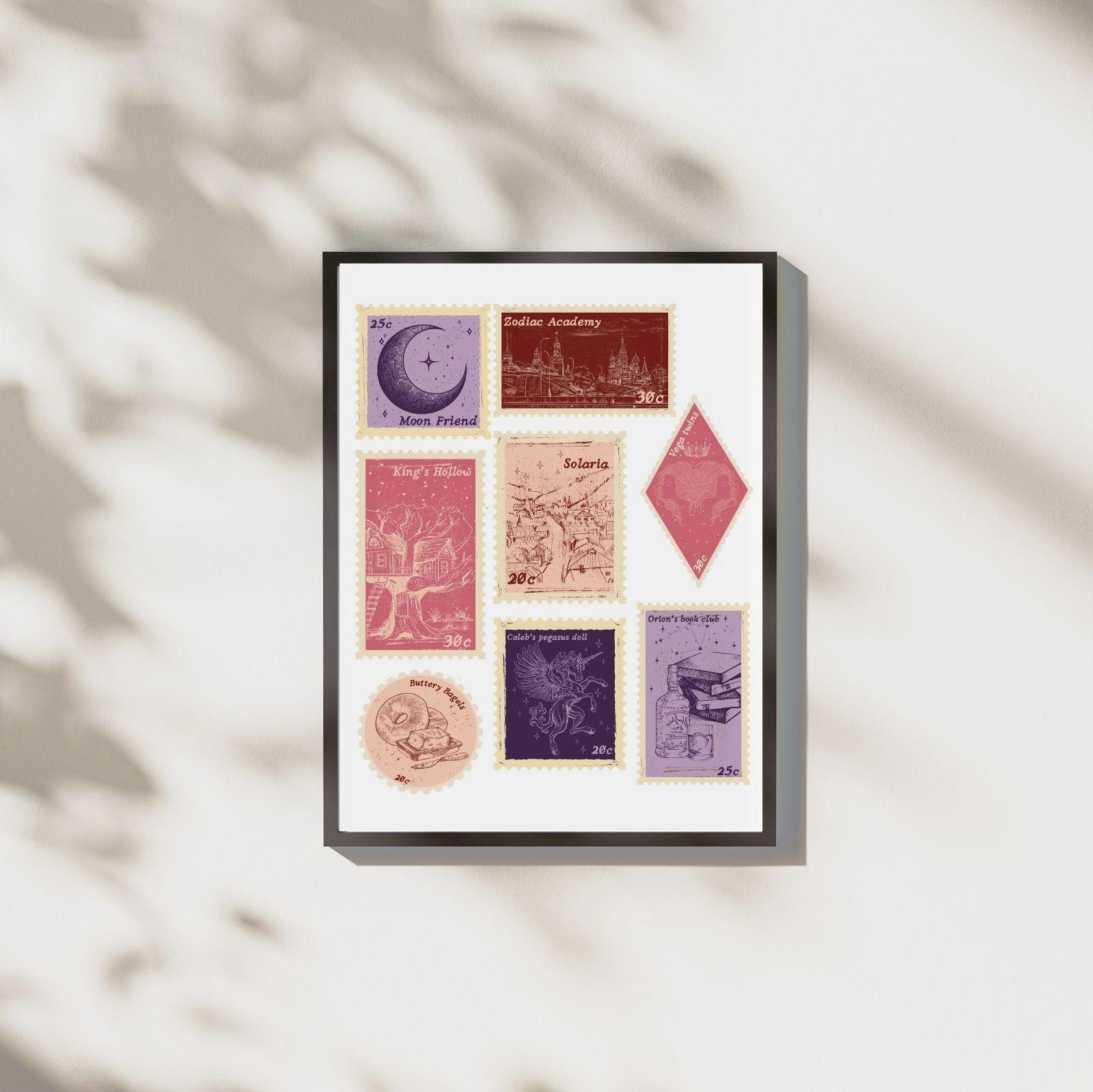 Zodiac Academy Vintage Postage Stamp Digital Print Wall Art Poster ...