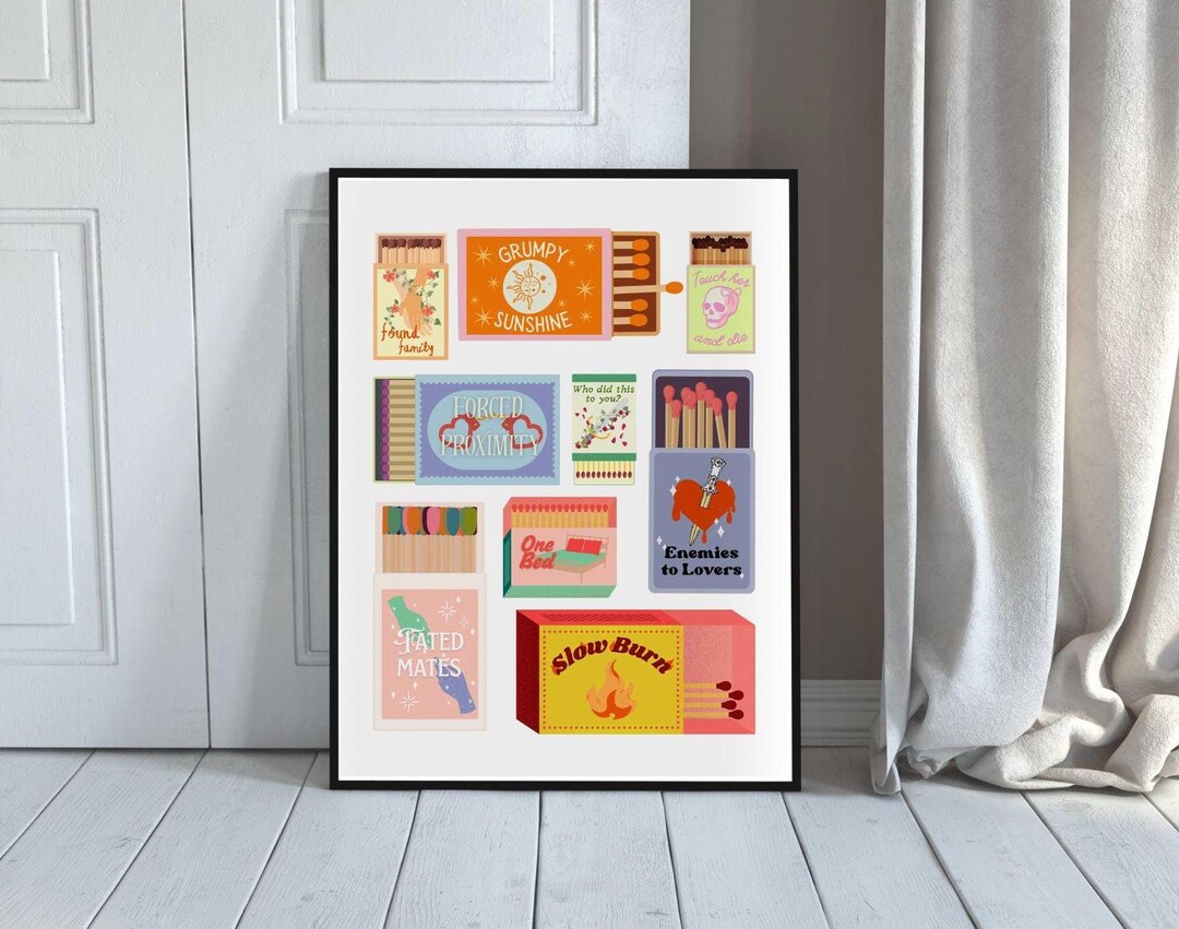 Matchbox Book Tropes Poster for Book Lovers, Romance and Fantasy Lovers ...