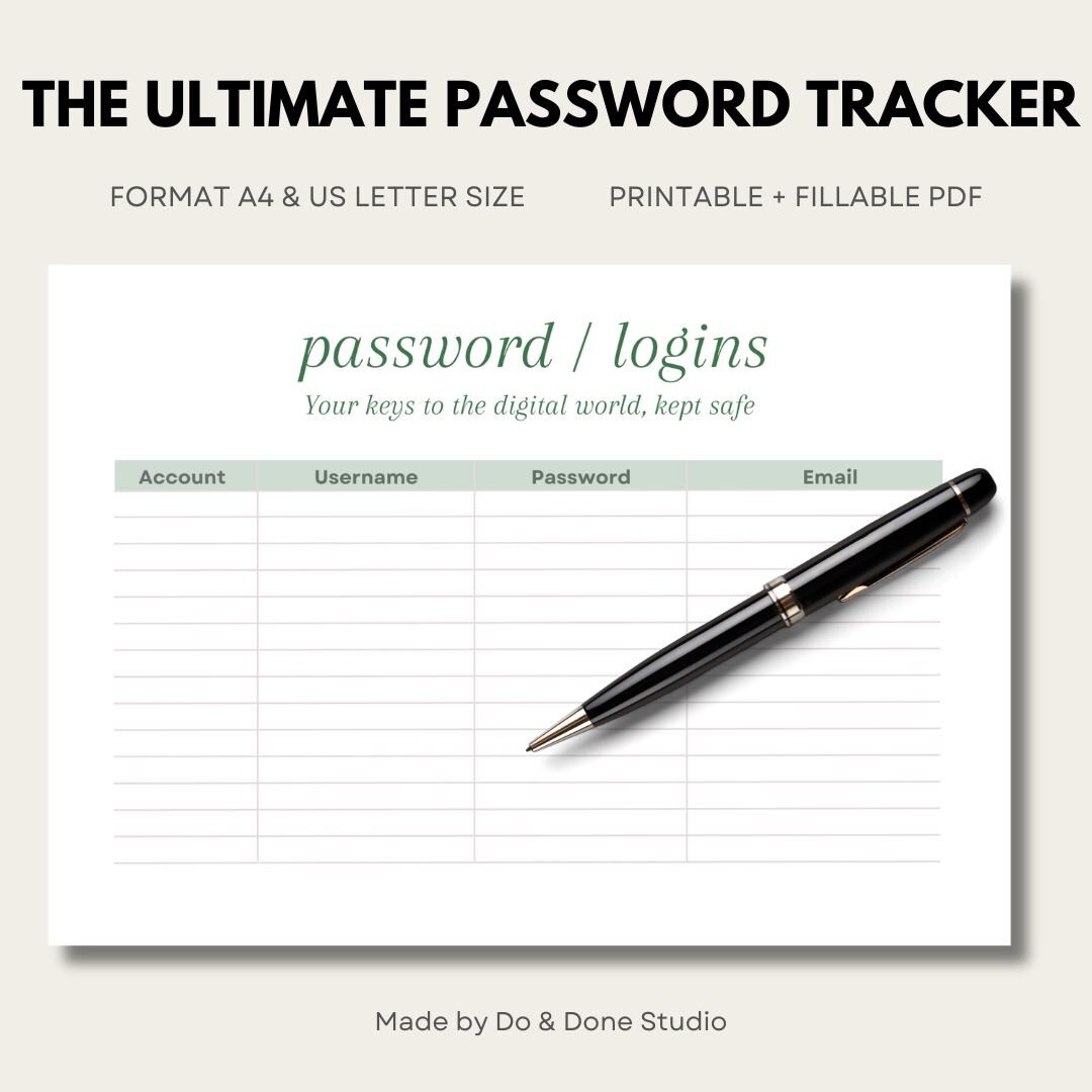 Password Tracker, Printable, Password Organizer, Password Log, Password ...