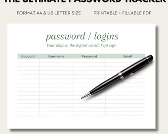 Password Tracker, Printable, Password Organizer, Password Log, Password ...
