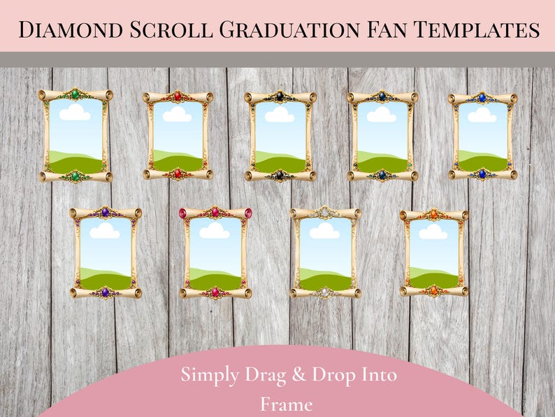 9 Editable Diamond Scroll Drag and Drop Canva Frame Fan Templates - Etsy