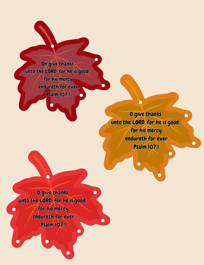 Christian Fall Leaf Ornament Craft, Printable Autumn Craft - Etsy