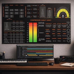 Mixing and Mastering Cheat Sheet Printable | Audio Engineer EQ ...