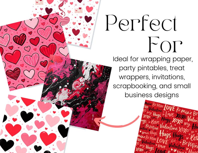 Valentine Heart Digital Paper Pack | Seamless Patterns (digital ...