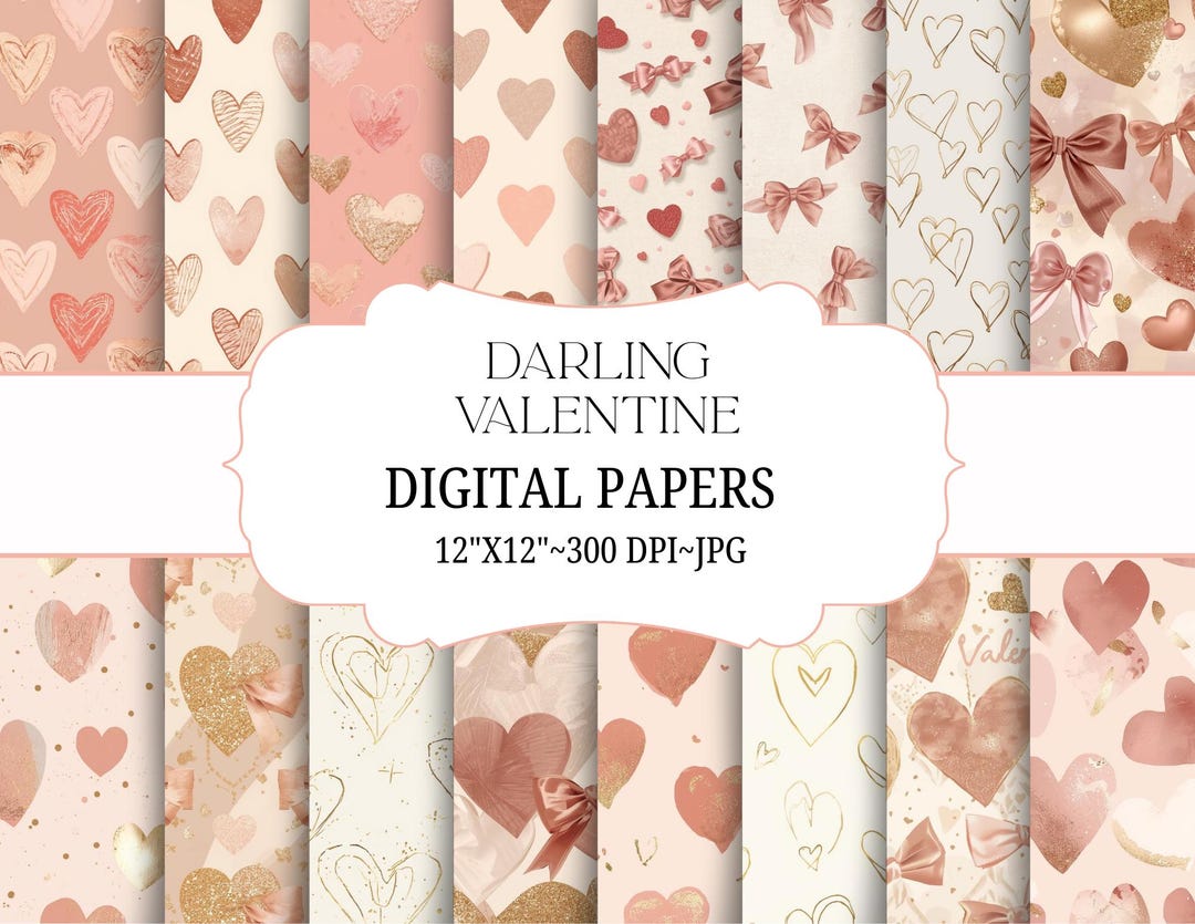 Valentine Digital Paper Pack | Darling Valentine Seamless Papers ...