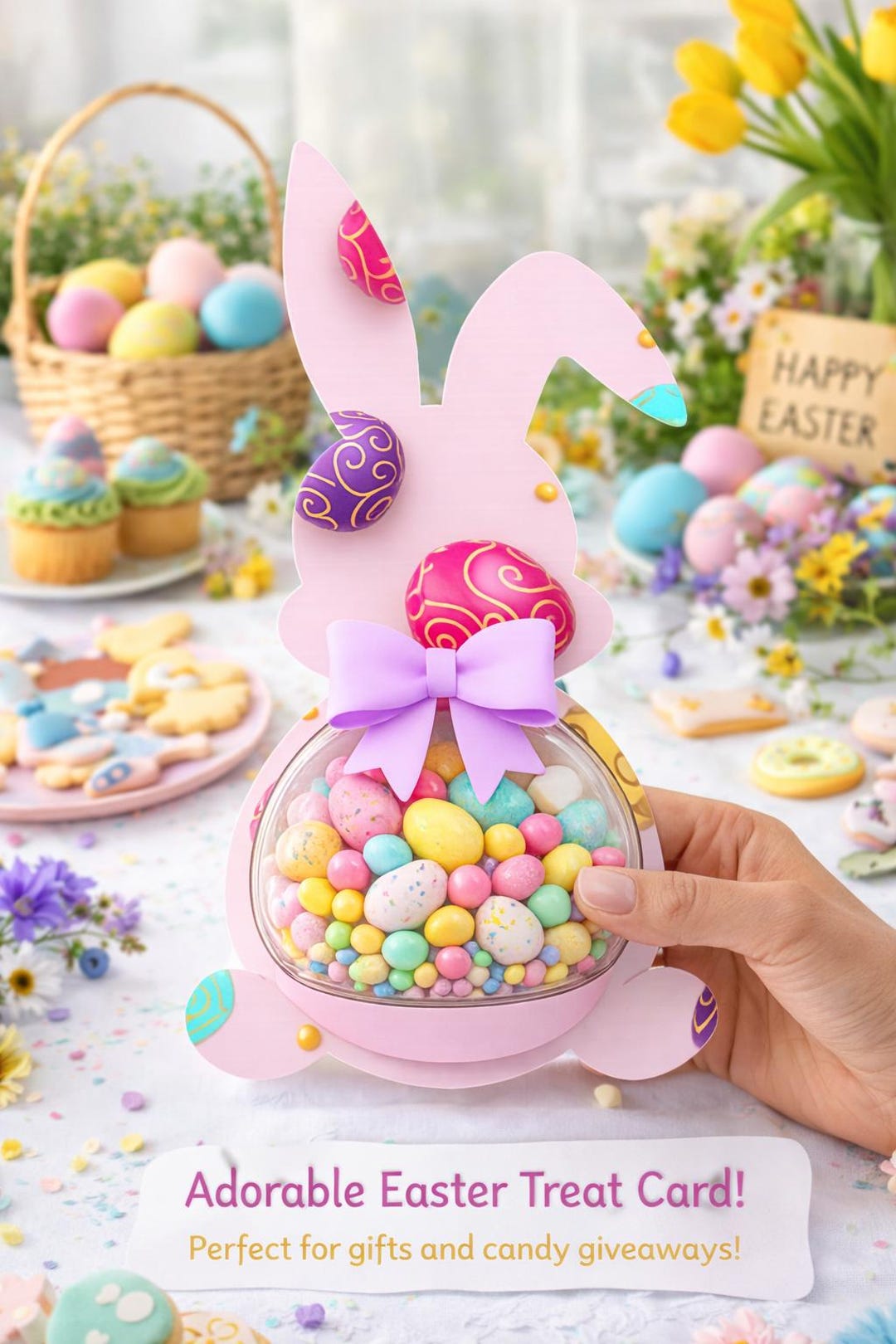 Easter Bunny Treat Card Template | Large Candy Holder (digital Download ...