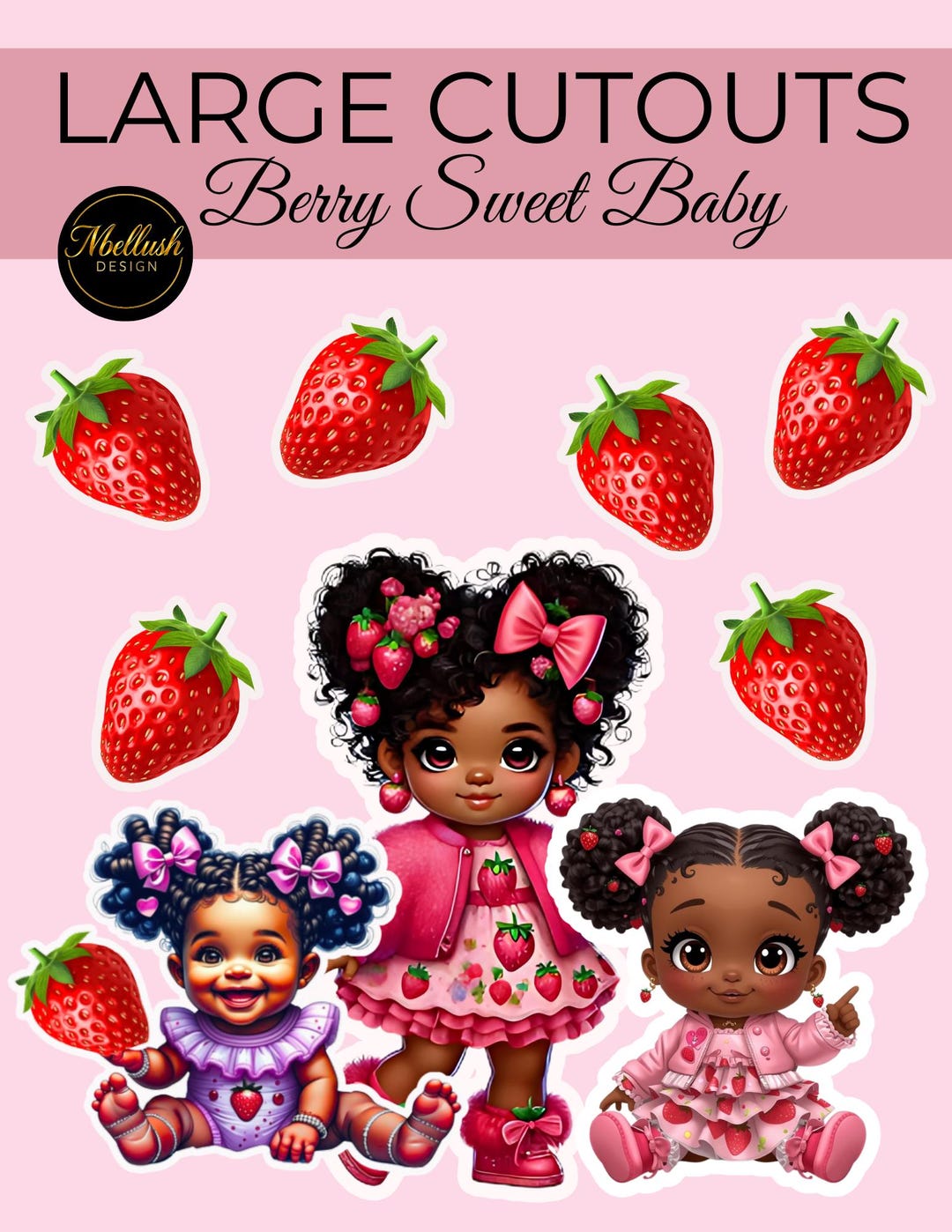 Berry Sweet Baby Shower Cutouts: Strawberry Theme Party Decorations ...