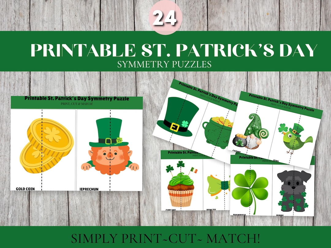 Printable St Patrick’s Day Symmetry Puzzles | St Patrick Preschool ...