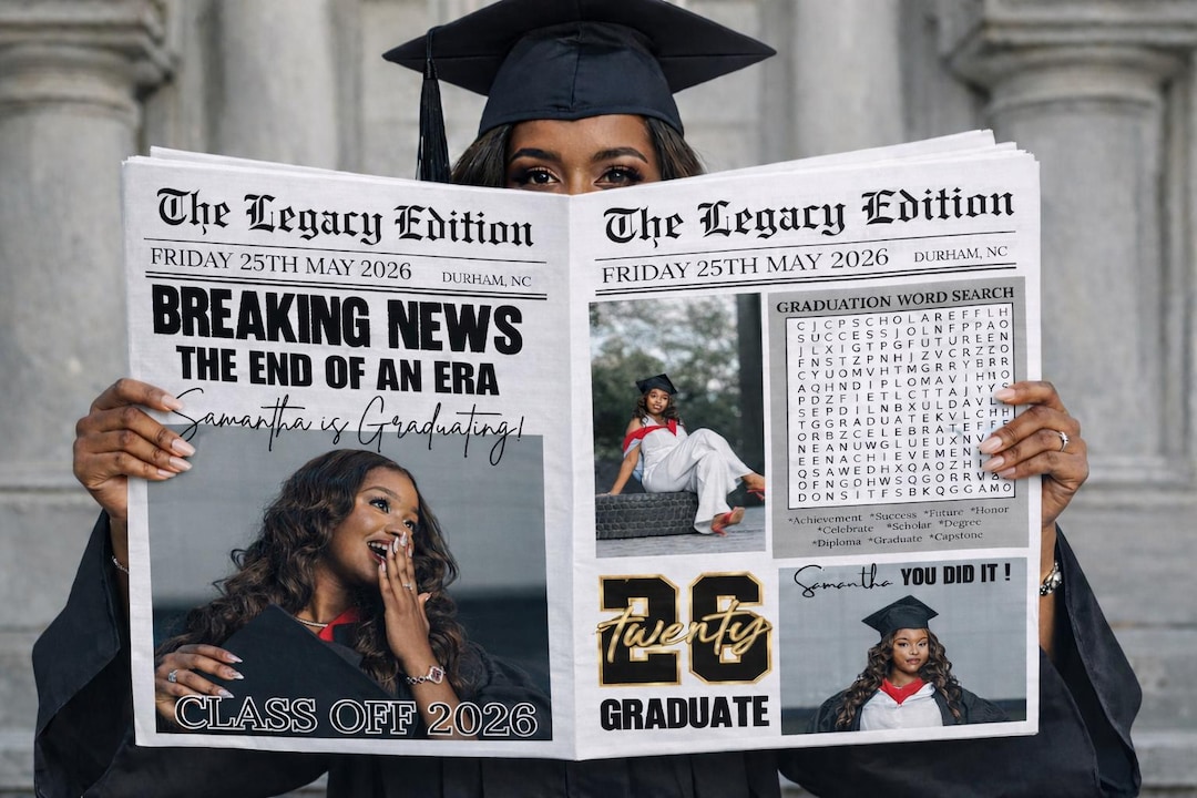 Graduation Newspaper Template | Editable Canva Fake Grad Newspaper ...