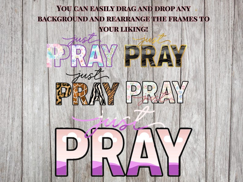 Just Pray Canva Frame Template | Christian Faith Sublimation PNG ...