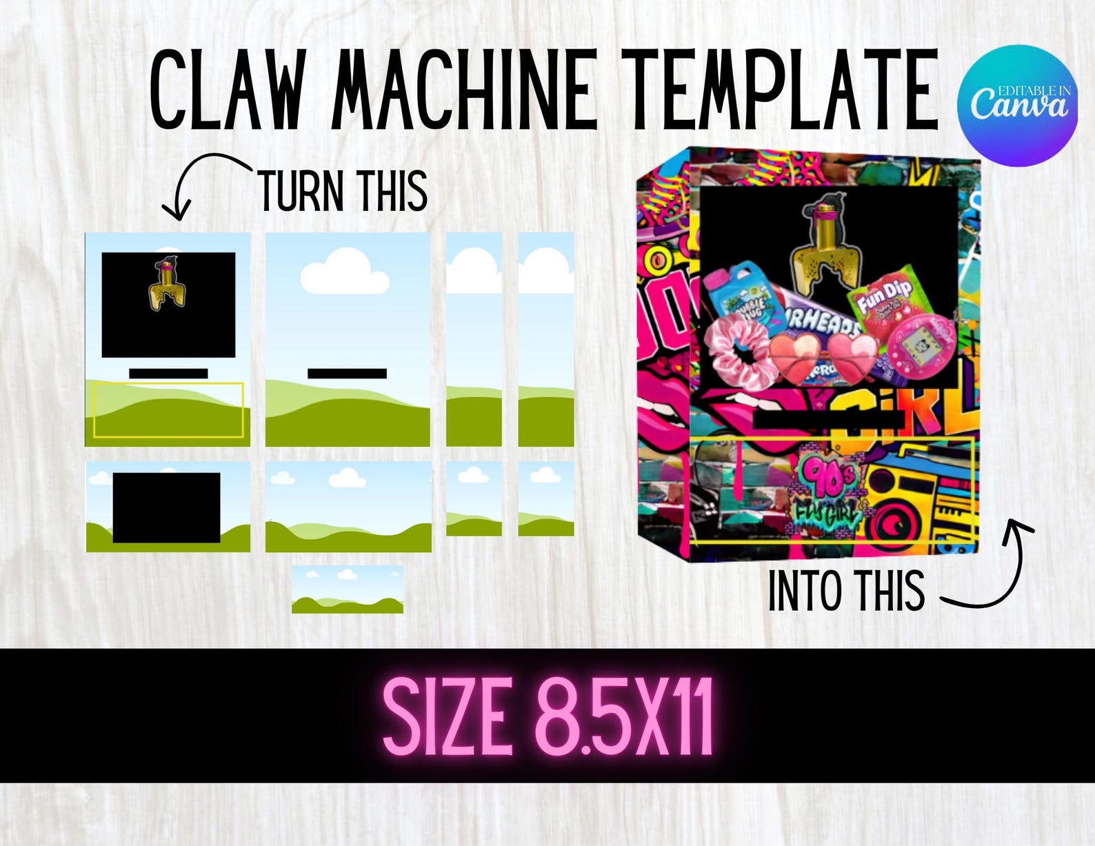 DIY Party Claw Machine Template | Printable Game, Editable Canva ...