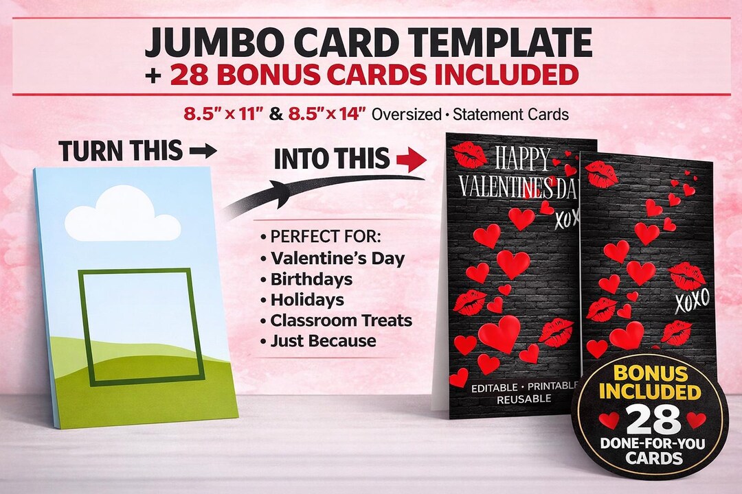 Jumbo Card Template | Oversized Statement Cards | Editable & Printable ...