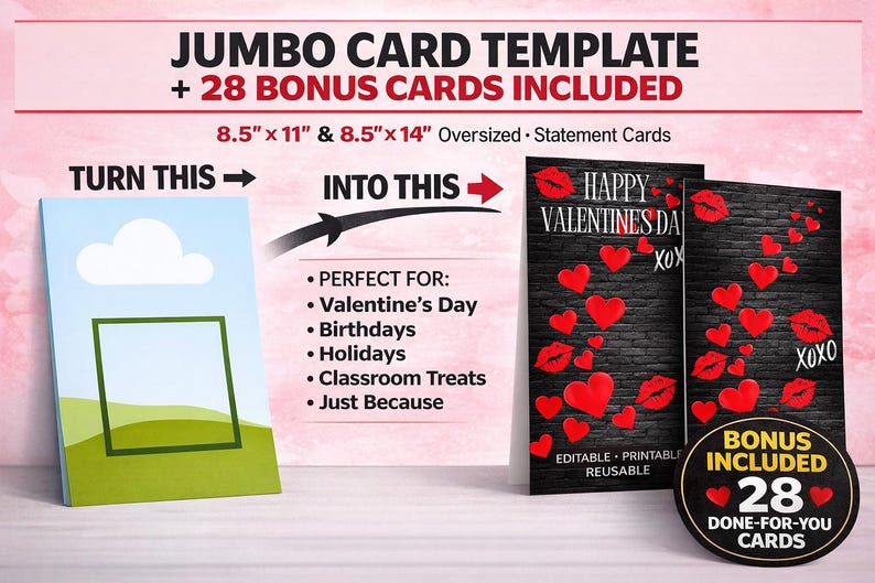 Jumbo Card Template | Oversized Statement Cards | Editable & Printable ...