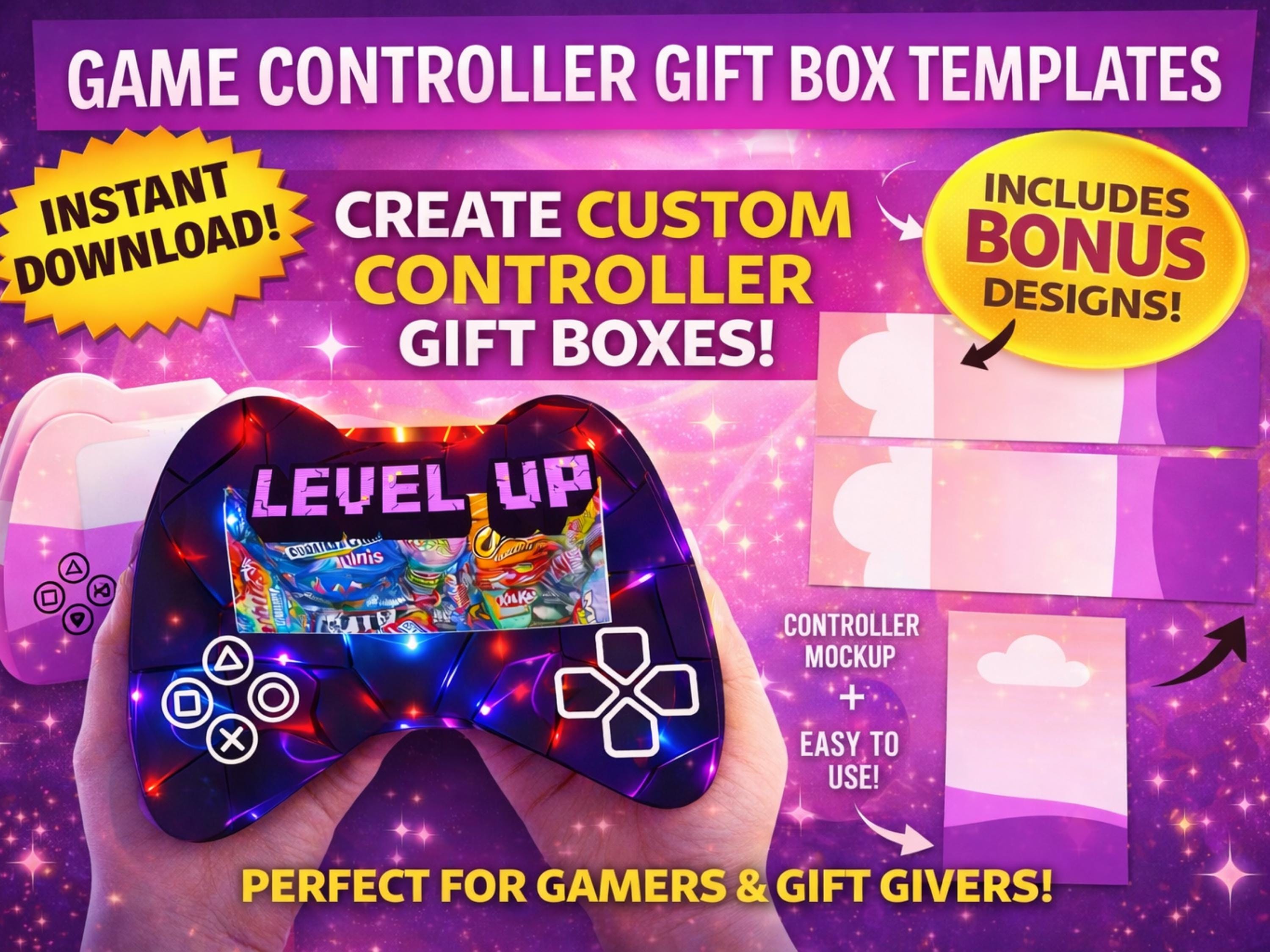 Gamer Controller Gift Box Template | DIY Party Favor (digital Download ...