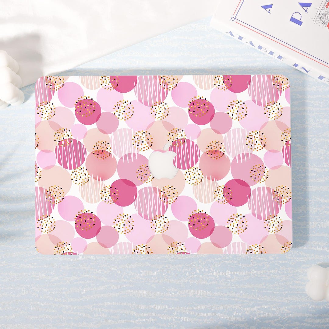 Custom Pink Circle Pattern MacBook Case: Personalized Laptop Shell - Etsy