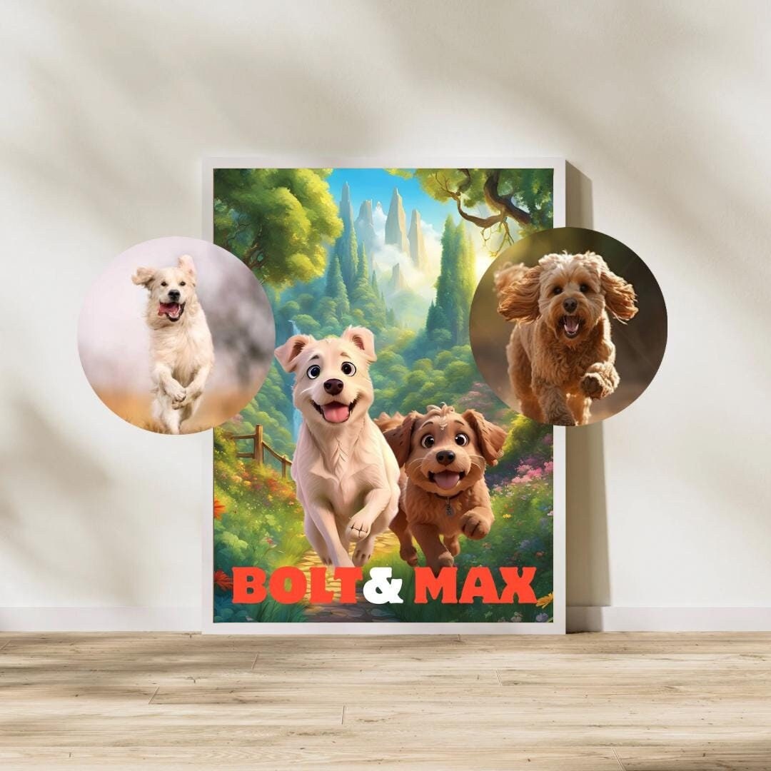 Personalized Cartoon Pet Portrait, Custom Cartoon Dog Portrait, Custom ...