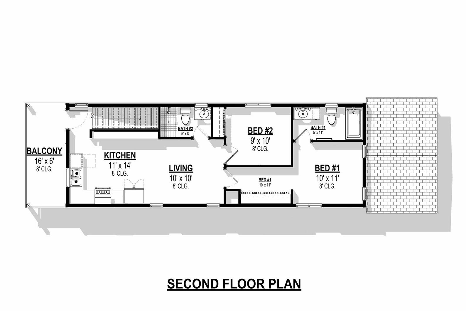 Narrow-lot Duplex House Plan: Craftsman-style ADU Design (digital ...