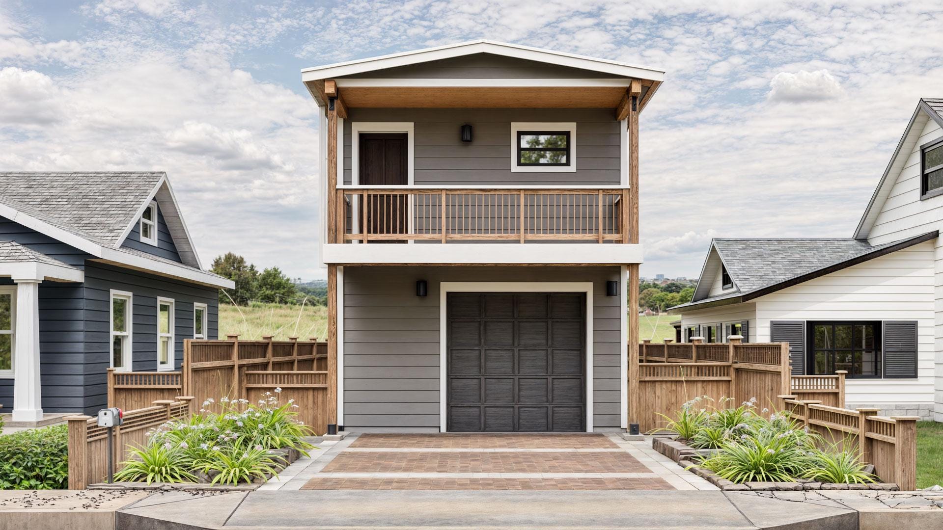 Narrow-lot Duplex House Plan: Craftsman-style ADU Design (digital ...