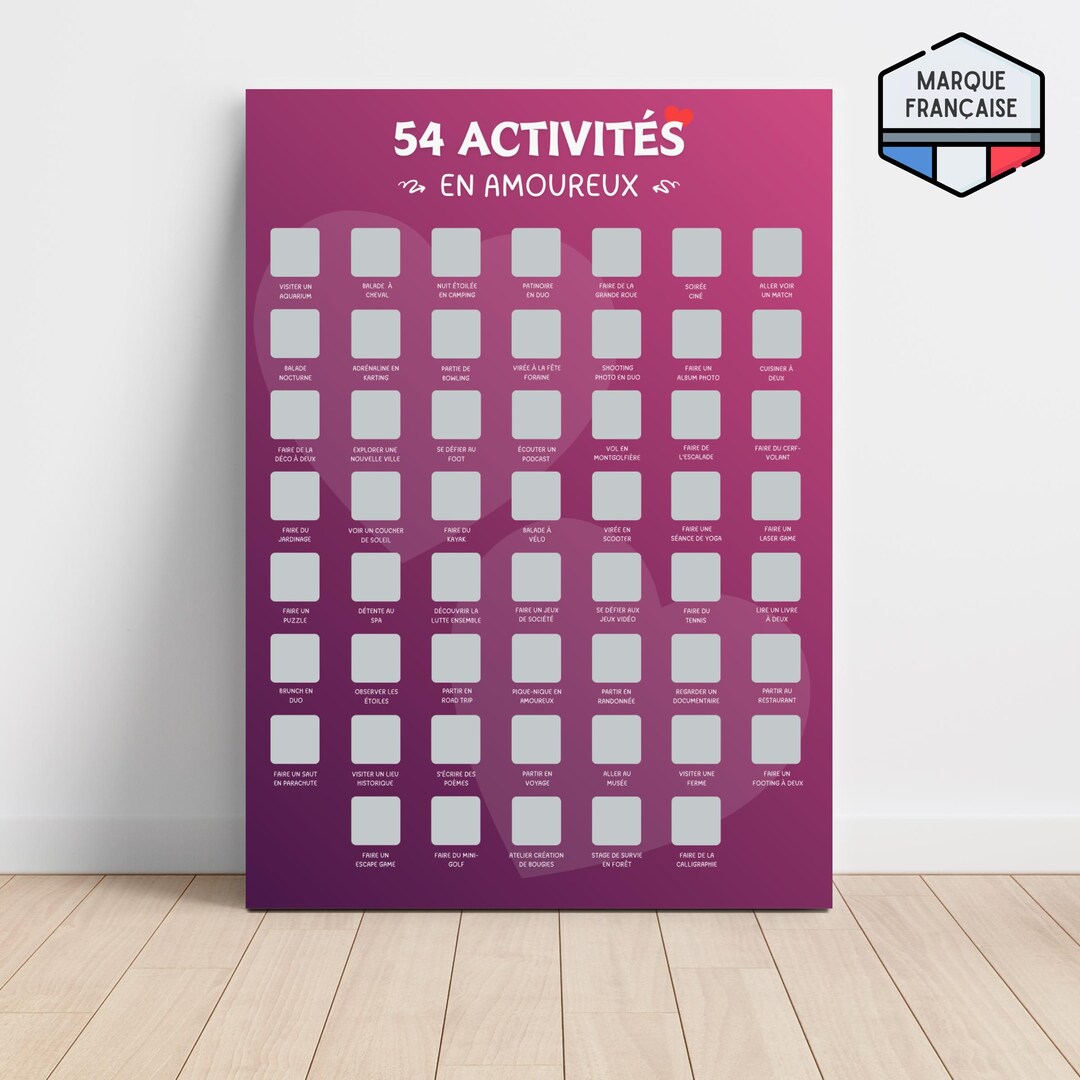 Scratch-off Poster, 54 Romantic Activities to Scratch Off, Romantic ...