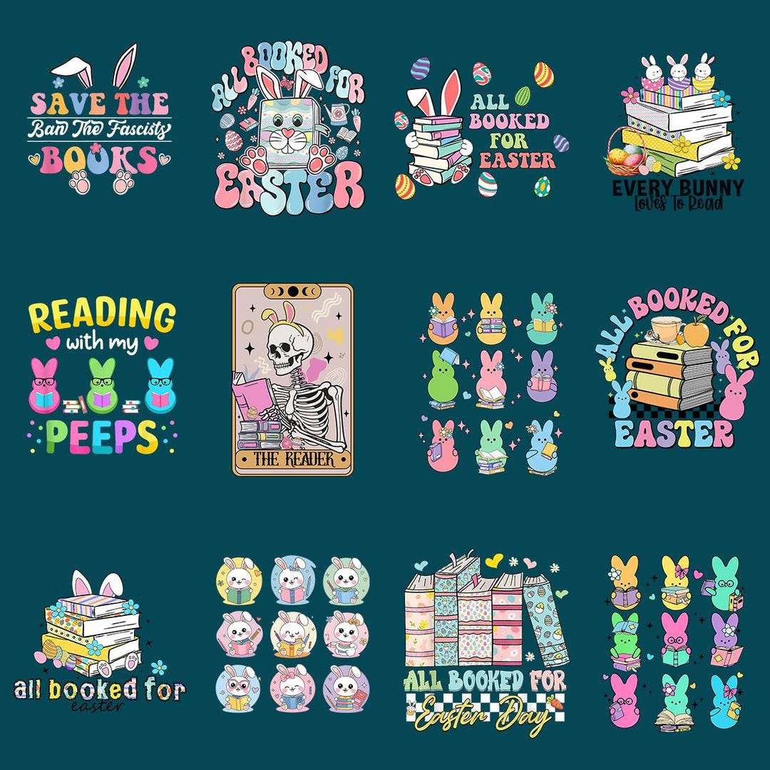 Easter Day Book Bundle Png, All Booked for Easter Png, Easter Bunny ...