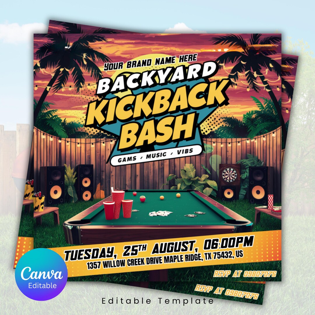 Backyard Kick Flyer, Games & Vibe Flyer, Summer Outdoor Event Flyer ...
