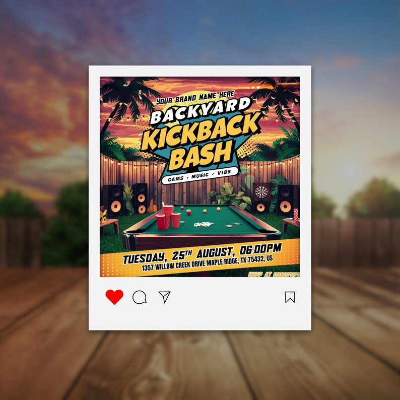 Backyard Kick Flyer, Games & Vibe Flyer, Summer Outdoor Event Flyer ...