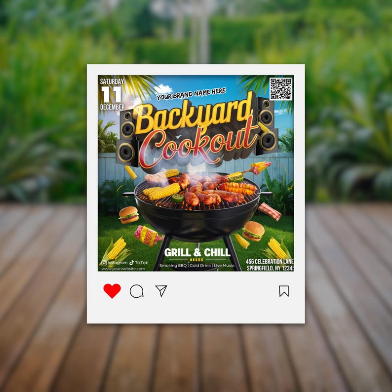 Backyard Cookout Flyer, BBQ Flyer, Summer Cookout Flyer, DIY Canva ...