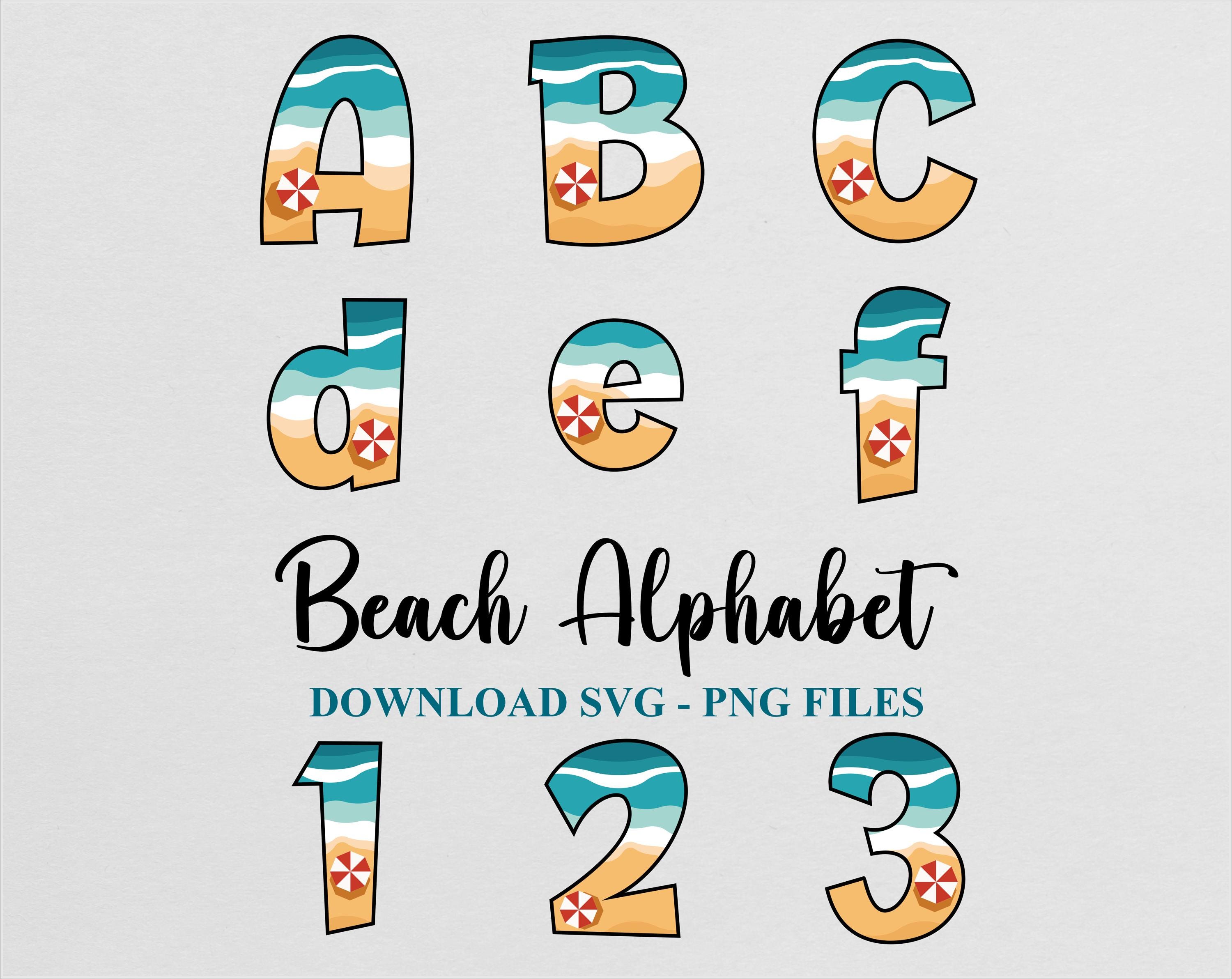 Beach Alphabet Clipart Bundle: Summer Letters SVG PNG (digital Download ...