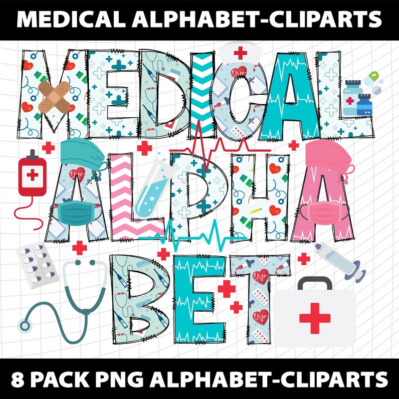 Nurses Doodle Alphabet - Etsy