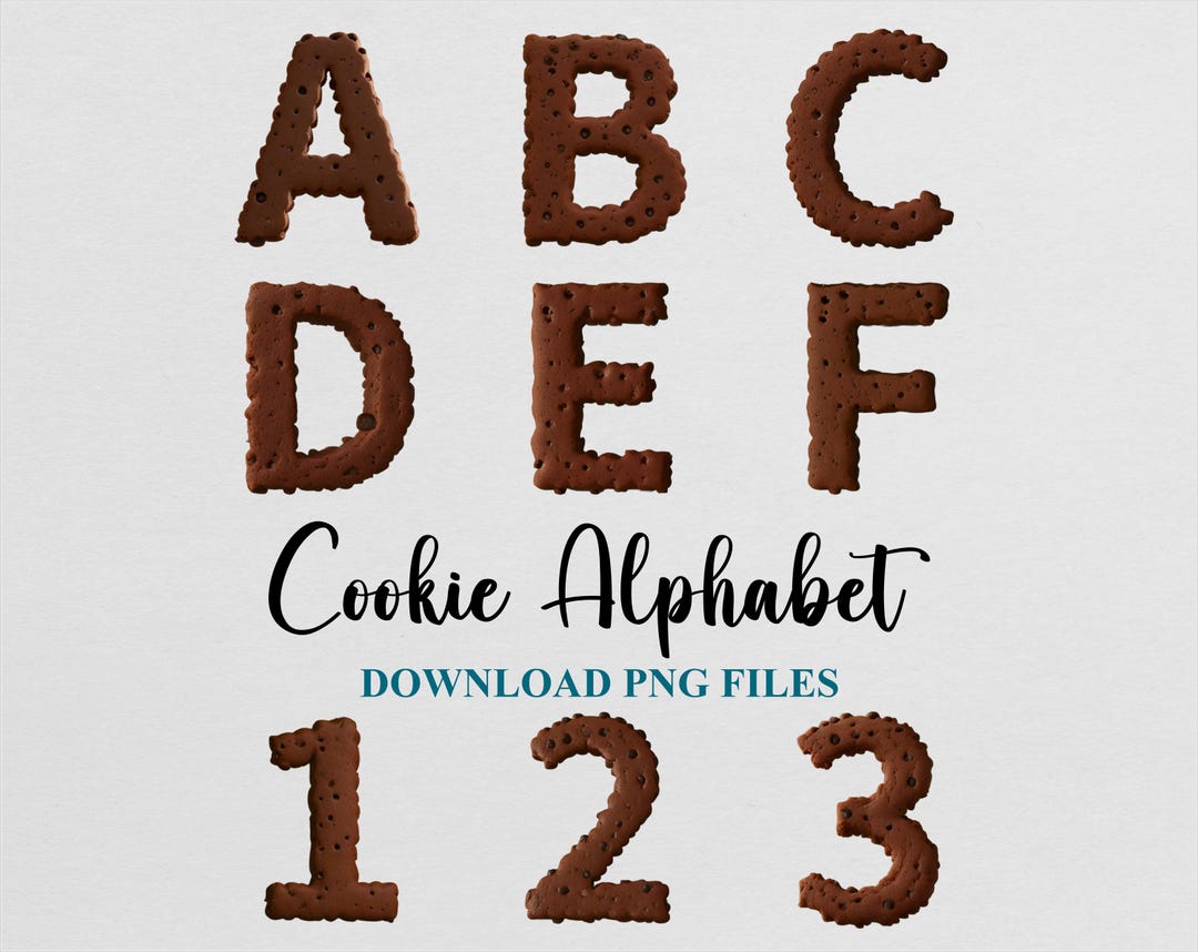 Watercolor Cookie Alphabet Clipart Bundle: PNG Font, Sublimation Design ...