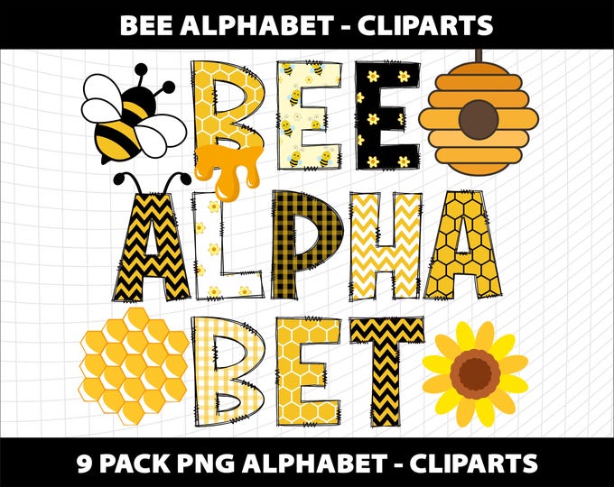 Honey Bee Clipart Png Letters Bee Sticker Bumble Bee Font Doodle ...